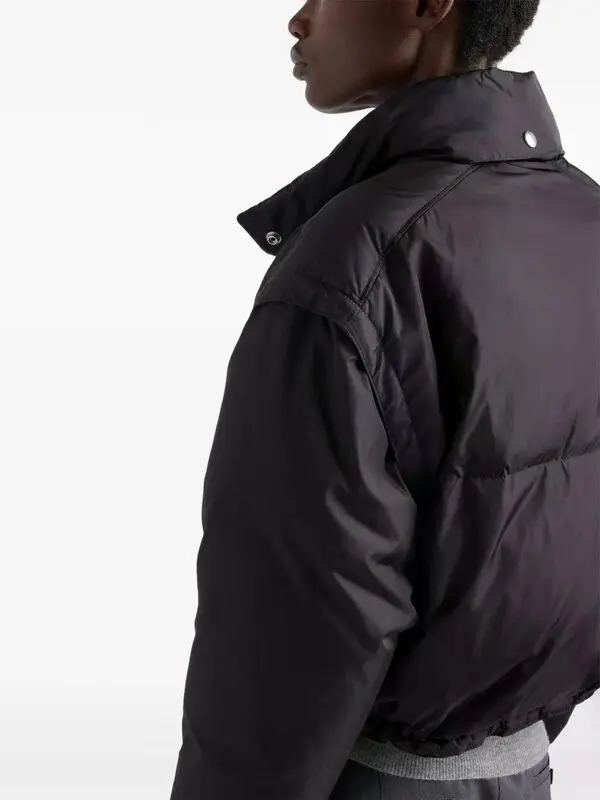 Prada Re-nylon Cropped Down Jacket With Stowaway Hood