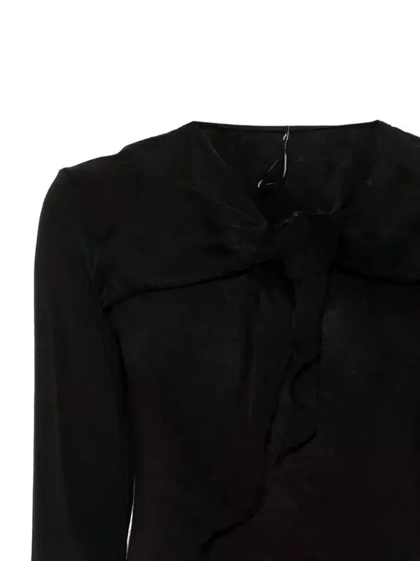Masnada Jersey Texture Pussy-bow Long-sleeve Top