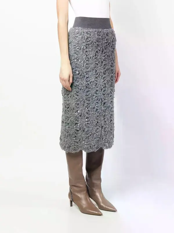 Brunello Cucinelli Ash Sequin-embellished Midi Skirt