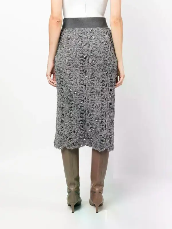 Brunello Cucinelli Ash Sequin-embellished Midi Skirt