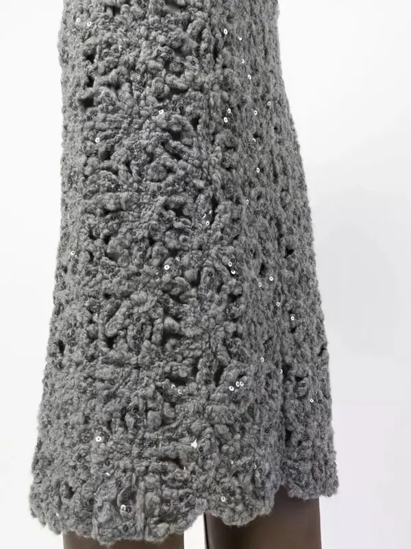 Brunello Cucinelli Ash Sequin-embellished Midi Skirt