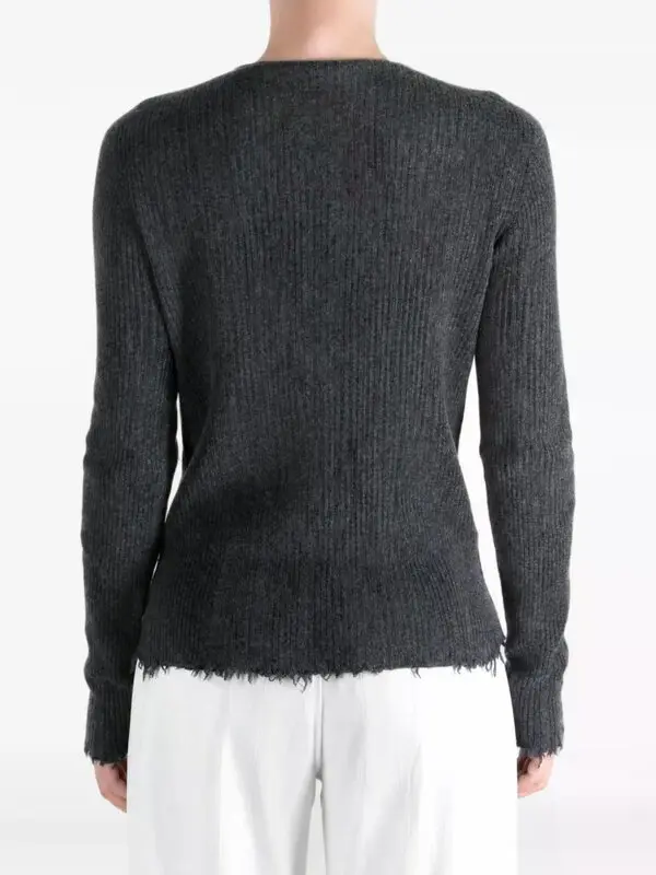 UMA WANG Ribbed Knit Distressed Henley