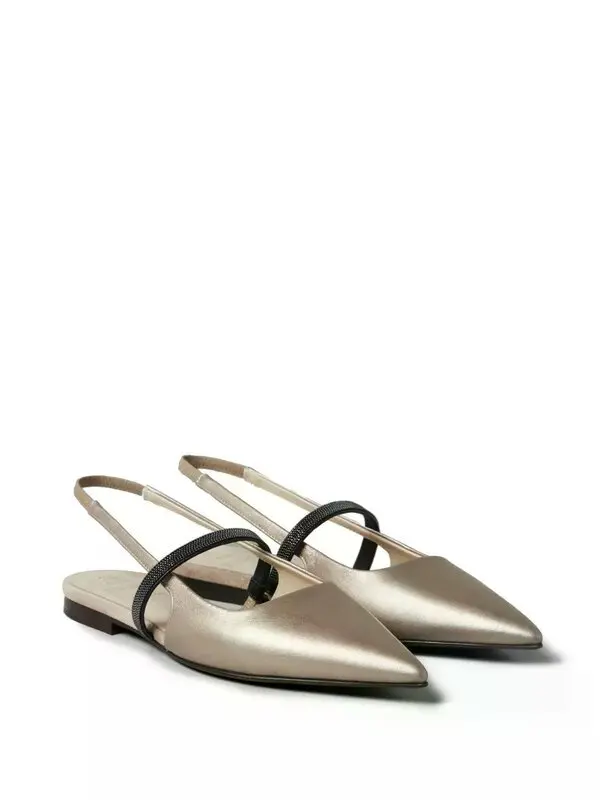 Brunello Cucinelli Monili Bead-embellished Ballerina Shoes - Neutrals