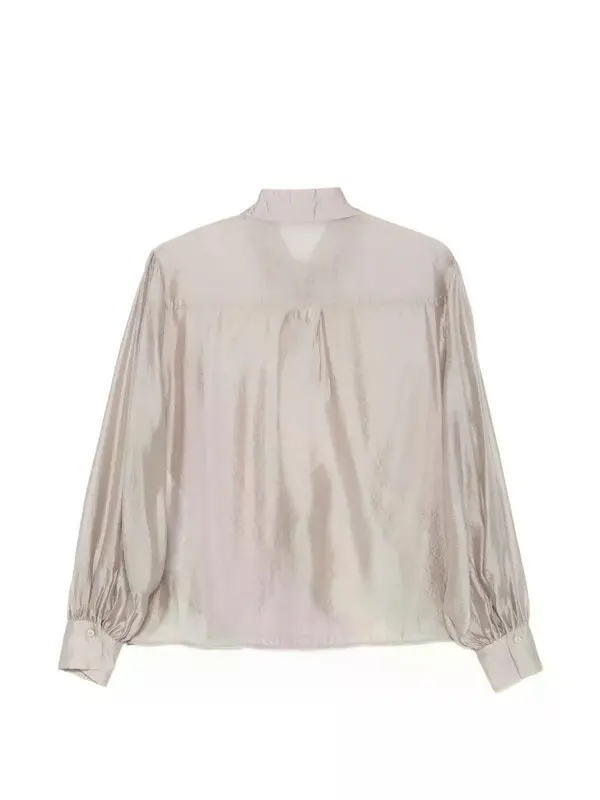 LUISA CERANO Semi-sheer Pleated-sleeve Blouse