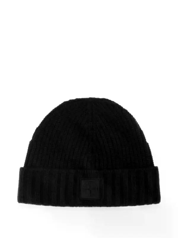 Stone Island Logo-patch Ribbed-knit Beanie Hat