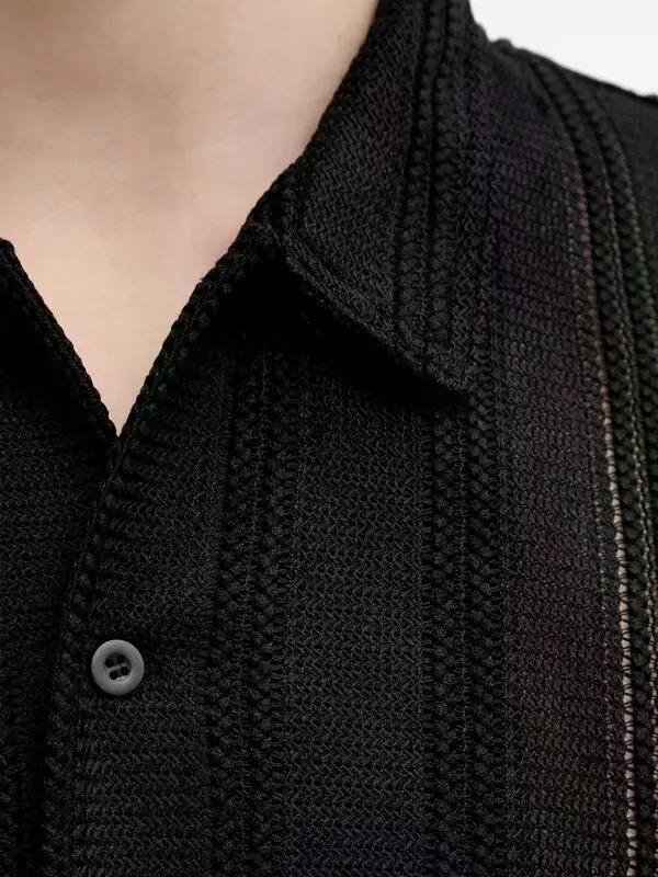 BEAMS Open-knit Striped Shirt