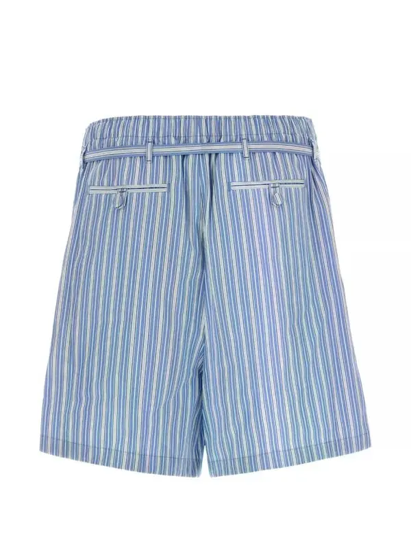 Saint Laurent Striped Embroidered Shorts - Blue