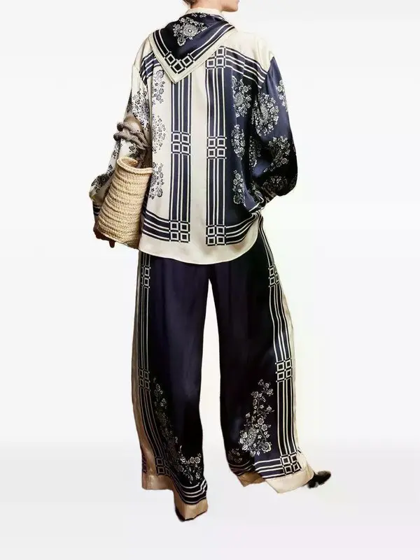 ALEMAIS Banderra Floral-print Silk Trousers
