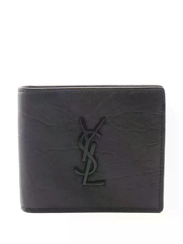 Saint Laurent 2020s Monogram Crocodile-effect Wallet - Black