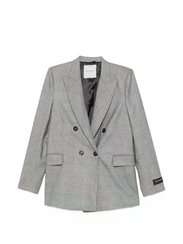 ERMANNO FIRENZE Prince Of Wales Check Double-breasted Blazer - Grey