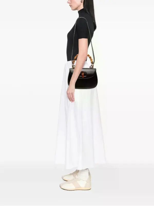 Gucci Calfskin Bamboo Night Satchel - Black