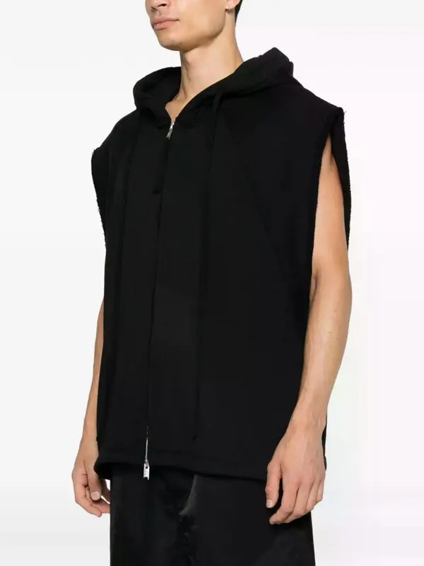 THOM KROM Sleeveless Zip-up Hoodie With Drawstring Hood