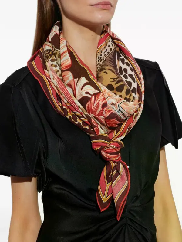 FERRAGAMO Animal-print Gancini-chain Scarf
