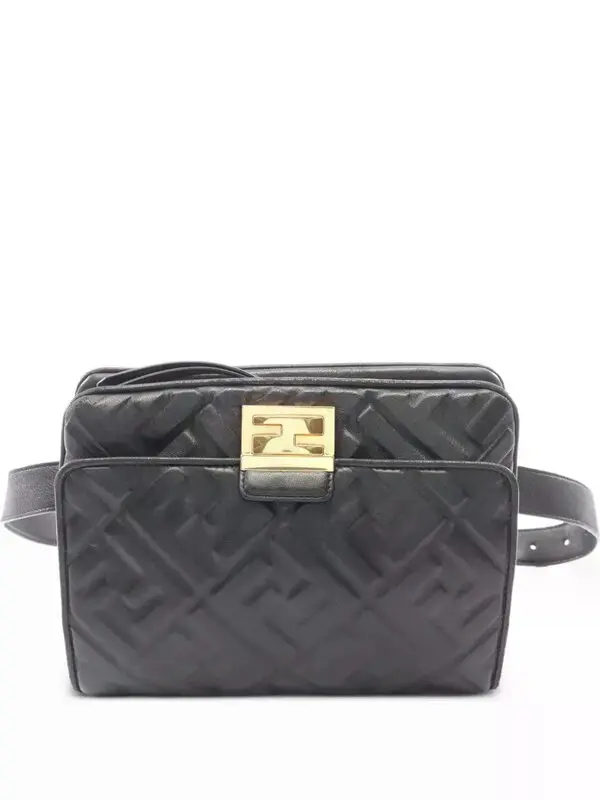 Fendi Ff Embossed Leather Belt Bag - Black