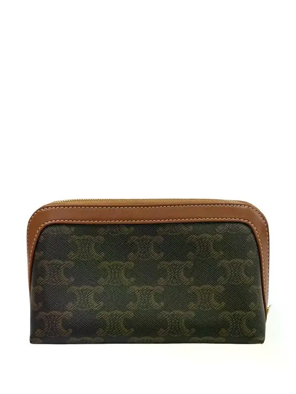 Celine Triomphe Coated Canvas And Calfskin Cosmetic Pouch