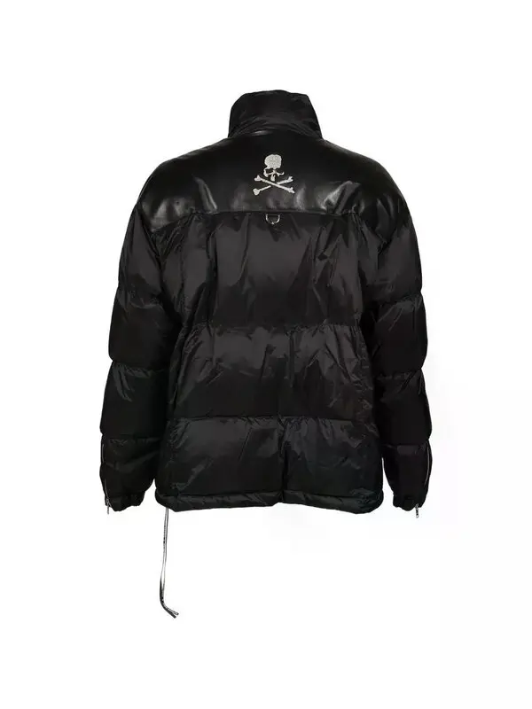 MASTERMIND WORLD Leather-panelled Quilted Down Jacket - Black
