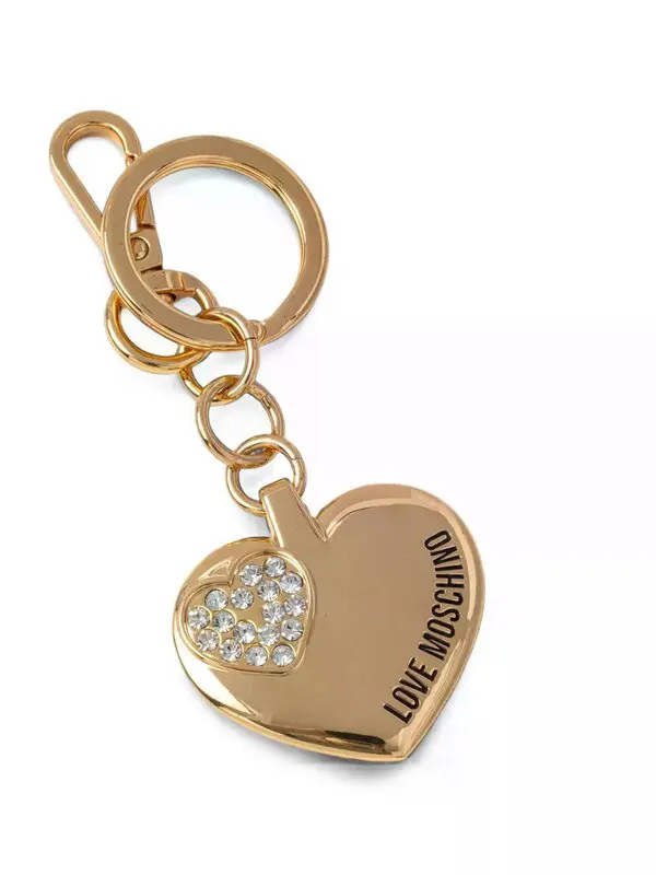 Moschino Crystal-embellished Heart Pendant Keyring - Gold