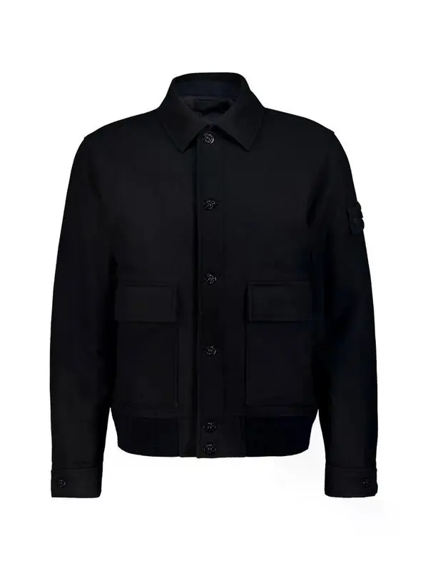 Stone Island Wool Jacket With Logo Patch
