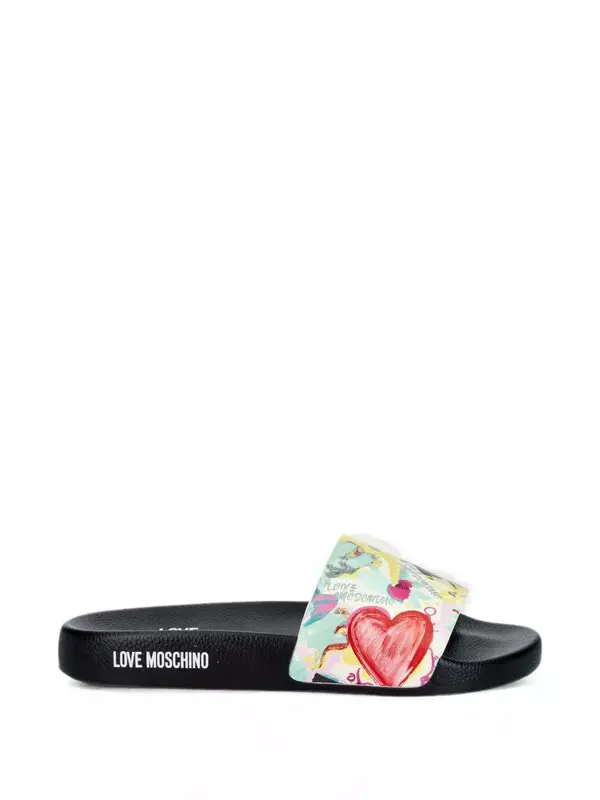 Moschino Heart-print Logo-print Slides