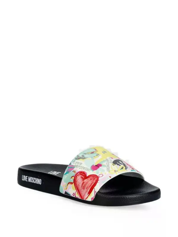 Moschino Heart-print Logo-print Slides