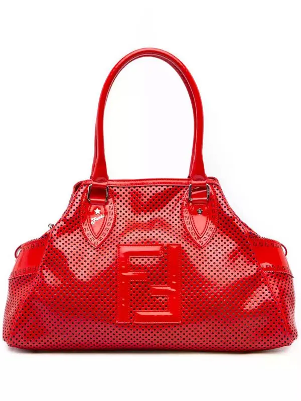 Fendi Perforated Patent Leather Handbag