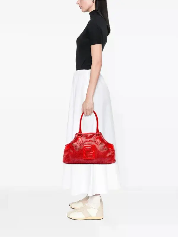 Fendi Perforated Patent Leather Handbag