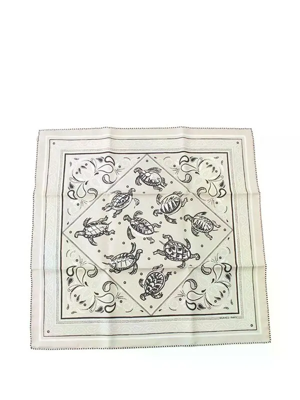 Hermès 2010-2026 Les Tortues Silk Bandana 55 Scarves - Brown