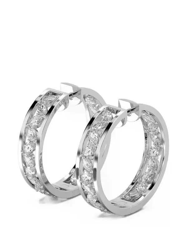 SOLO FOR DIAMONDS Diamond-embellished Marquise-cut Hoop Earrings