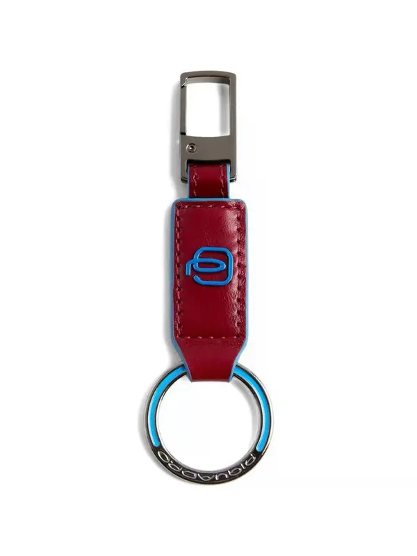 PIQUADRO Leather Keychain With Carabiner Fastening - Red