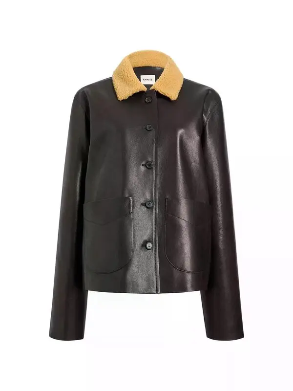 Khaite Wilson Shearling Collar Caban Jacket