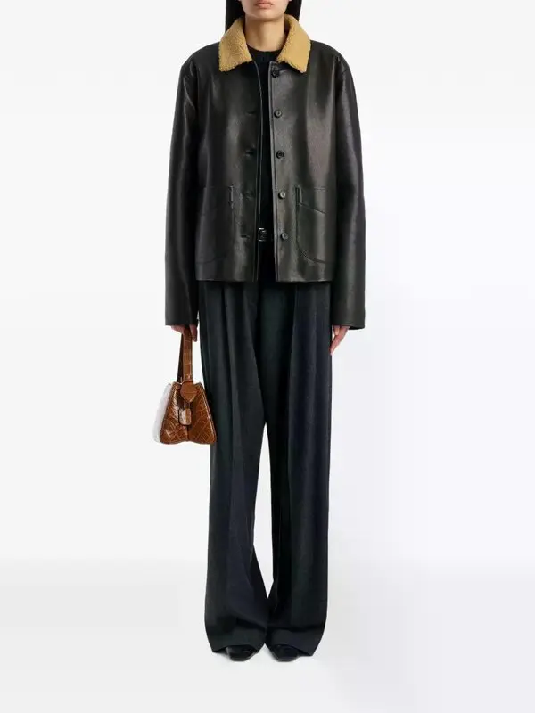 Khaite Wilson Shearling Collar Caban Jacket