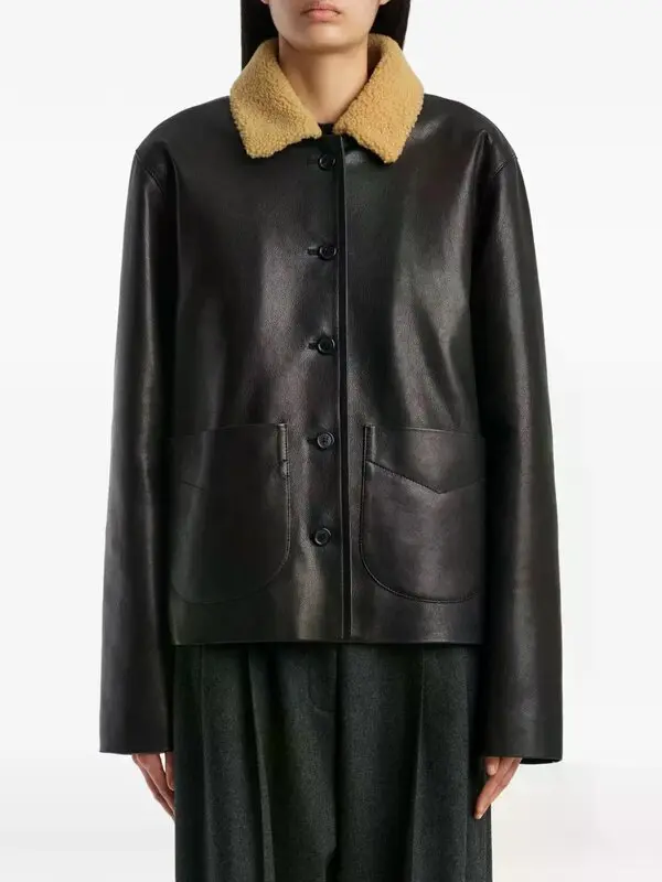 Khaite Wilson Shearling Collar Caban Jacket