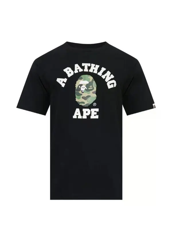 A BATHING APE Camo-print Logo-print T-shirt - Black