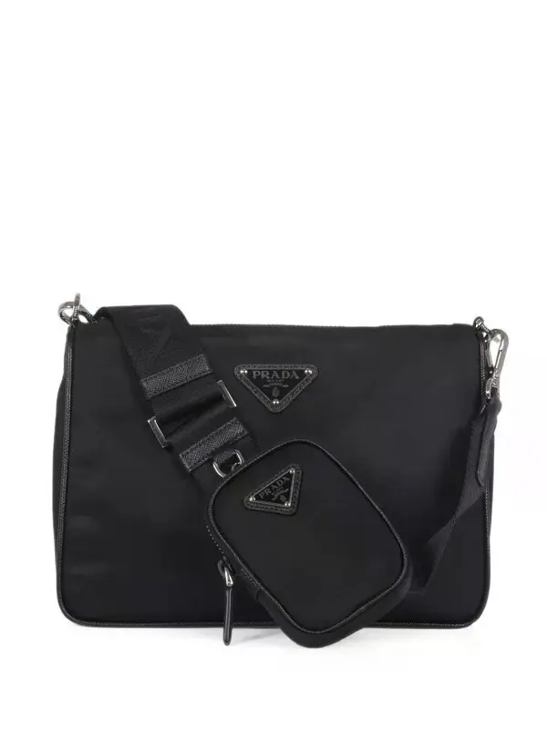 Prada Re-nylon And Saffiano-leather Shoulder Bag - Black