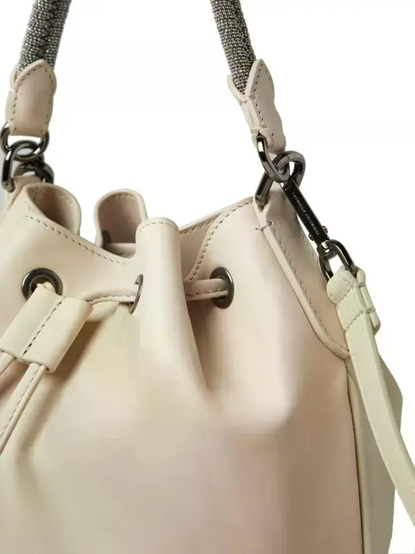 Brunello Cucinelli Leather Bucket Bag With Monili Chain Detail