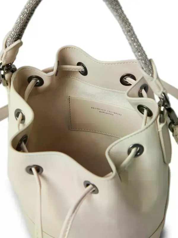 Brunello Cucinelli Leather Bucket Bag With Monili Chain Detail