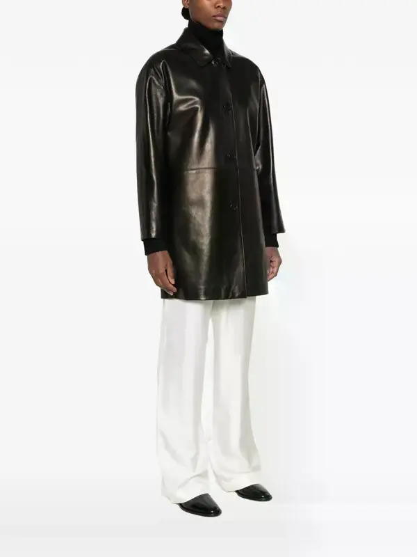 THE ROW Donata Button-up Leather Coat