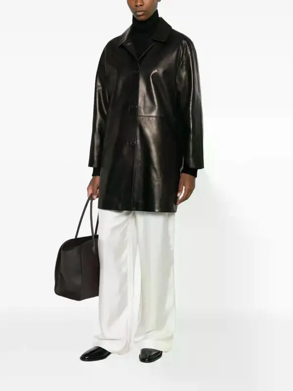 THE ROW Donata Button-up Leather Coat