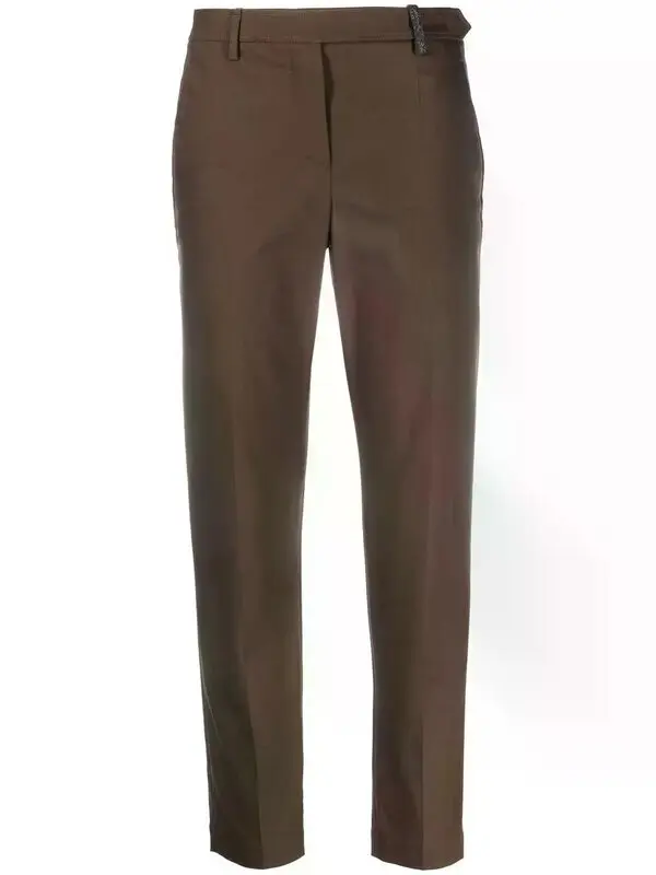 Brunello Cucinelli Tapered Leg Cropped Trousers - Brown