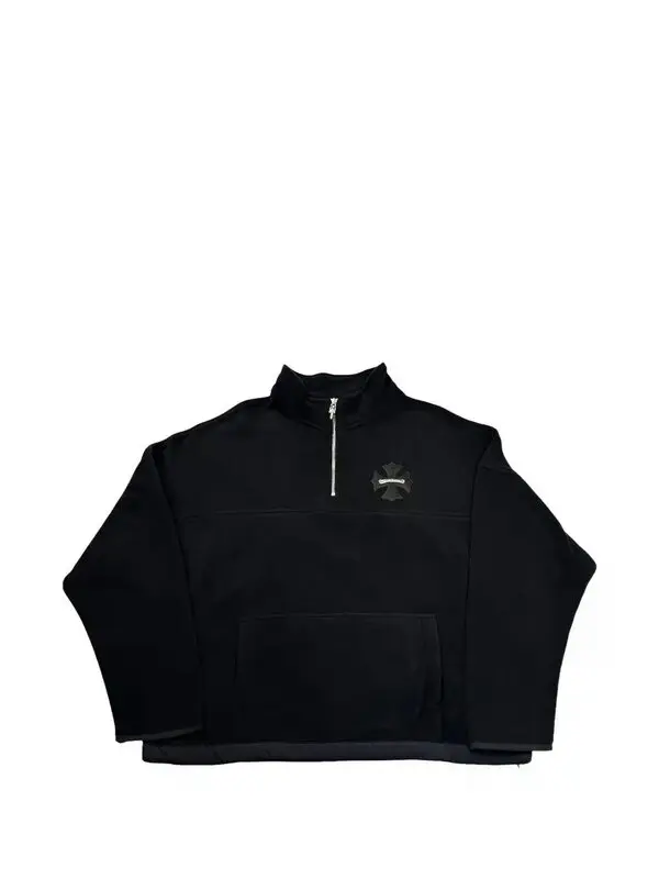 Chrome Hearts Plus Leather-patch Fleece Sweatshirt - Black