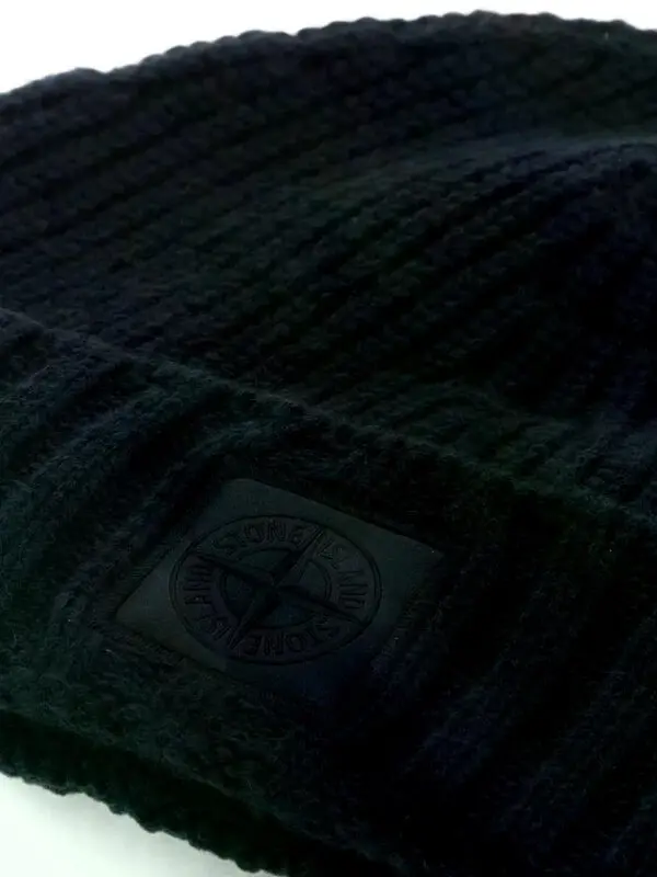 Stone Island Logo-patch Ribbed-knit Beanie Hat