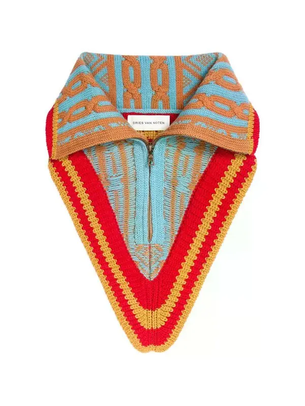 Dries Van Noten Jacquard Wool Collar - Red