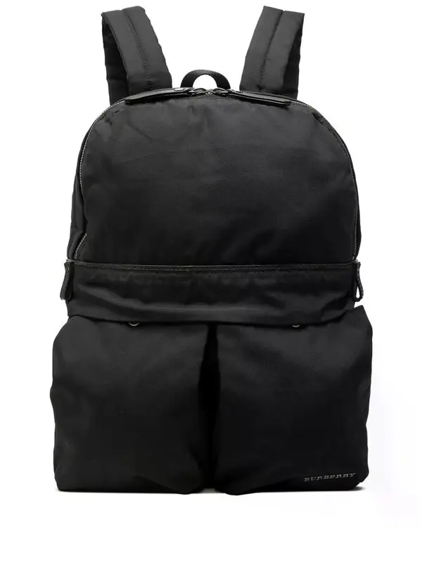 Burberry 2000-2017 Leather Trimmed Nylon Backpack - Black