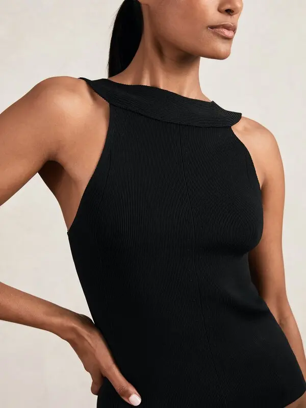 REISS Rib-knit High-neck Vest