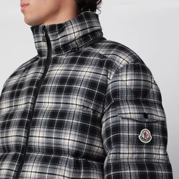 Moncler Ivory Check-pattern Down Jacket