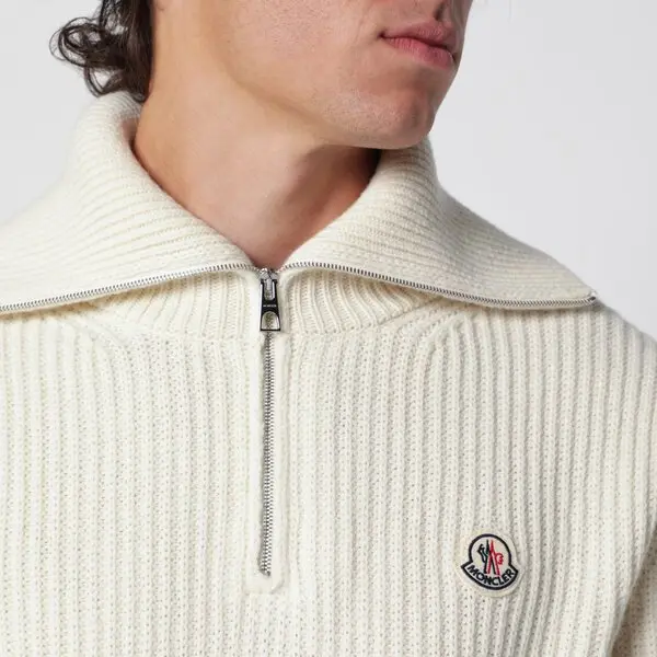 Moncler Cream Ribbed Wool Jumper