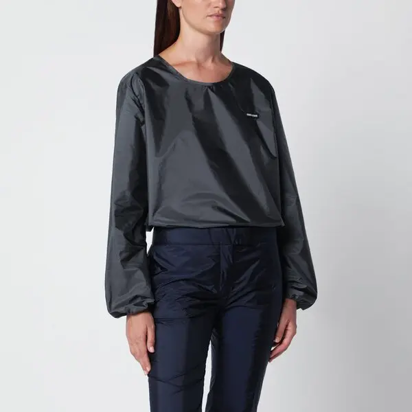Miu Miu Crewneck Re-nylon Blouse - Grey