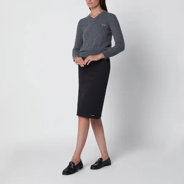 Miu Miu Slate V-neck Sweater In Wool