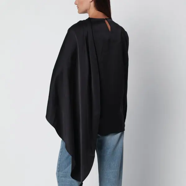 Source Unknown Asymmetric Draped Satin Blouse