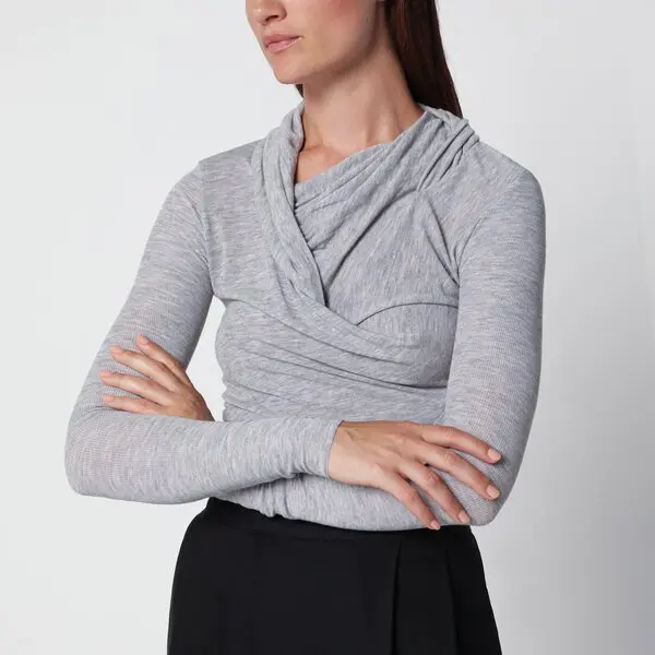 Source Unknown Draped Jersey Top With Asymmetric Neckline